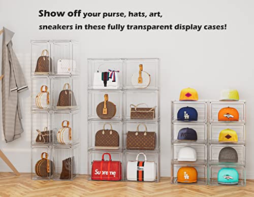 HOMIDEC Shoe Storage, 6 Pack Shoe Organizer, Shoe Boxes Clear Plastic Stackable, Closet Organizers and Storage for Display Sneakers, Heels, Purse, Collectibles, Makeup