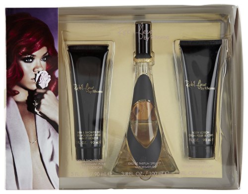 Rihanna Reb'l Fleur Women Gift Set (Eau De Parfum Spray, Body Lotion, Bath and Shower Gel)