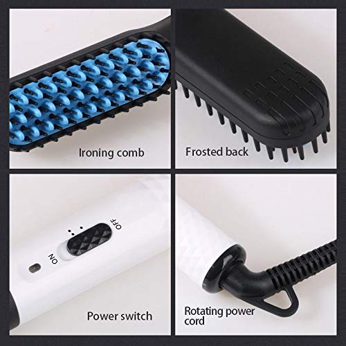 Beard Straightener for Men,Electric Anti-Scald Heated Beard Brush Straightener,Straightening Comb for Men,Dad Gifts(White)