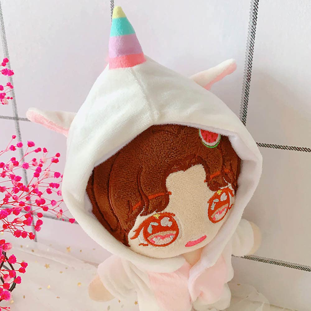 niannyyhouse Unicorn Clothes 20cm(7.8in) Plush Doll Clothes Onesies + Shoe 2-Piece Set Colorful Pajamas (White)