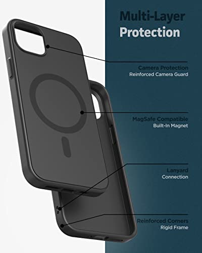 Encased MAG SlimShield Designed for iPhone 14 PRO Case with Belt Clip Holster - Compatible with MagSafe (Black)