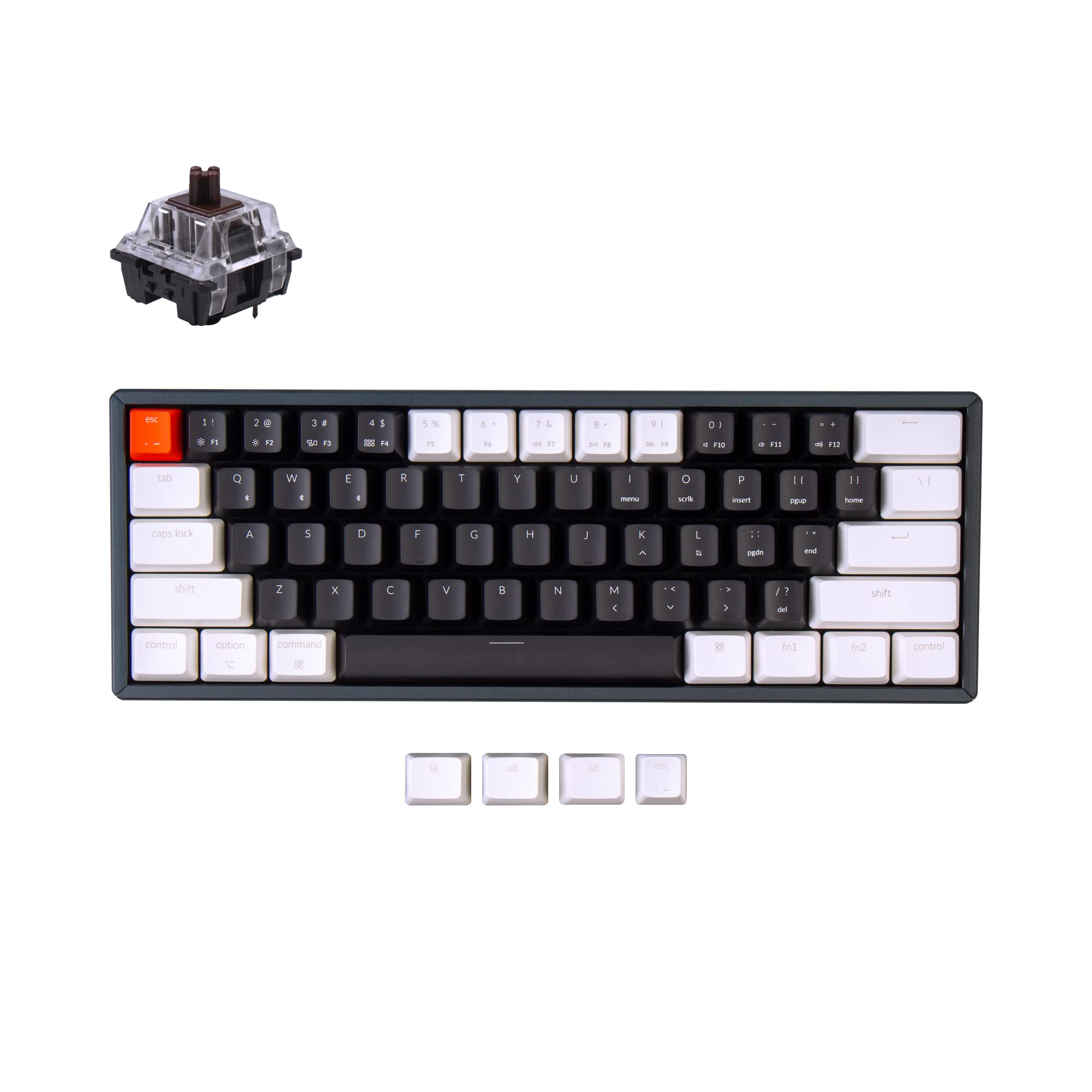 Keychron K12 60% Layout Bluetooth Wireless/USB Wired Mechanical Gaming Keyboard with Keychron Mechanical Brown Switch Aluminum Frame, Compact 61-Key Computer Keyboard for Mac Windowss