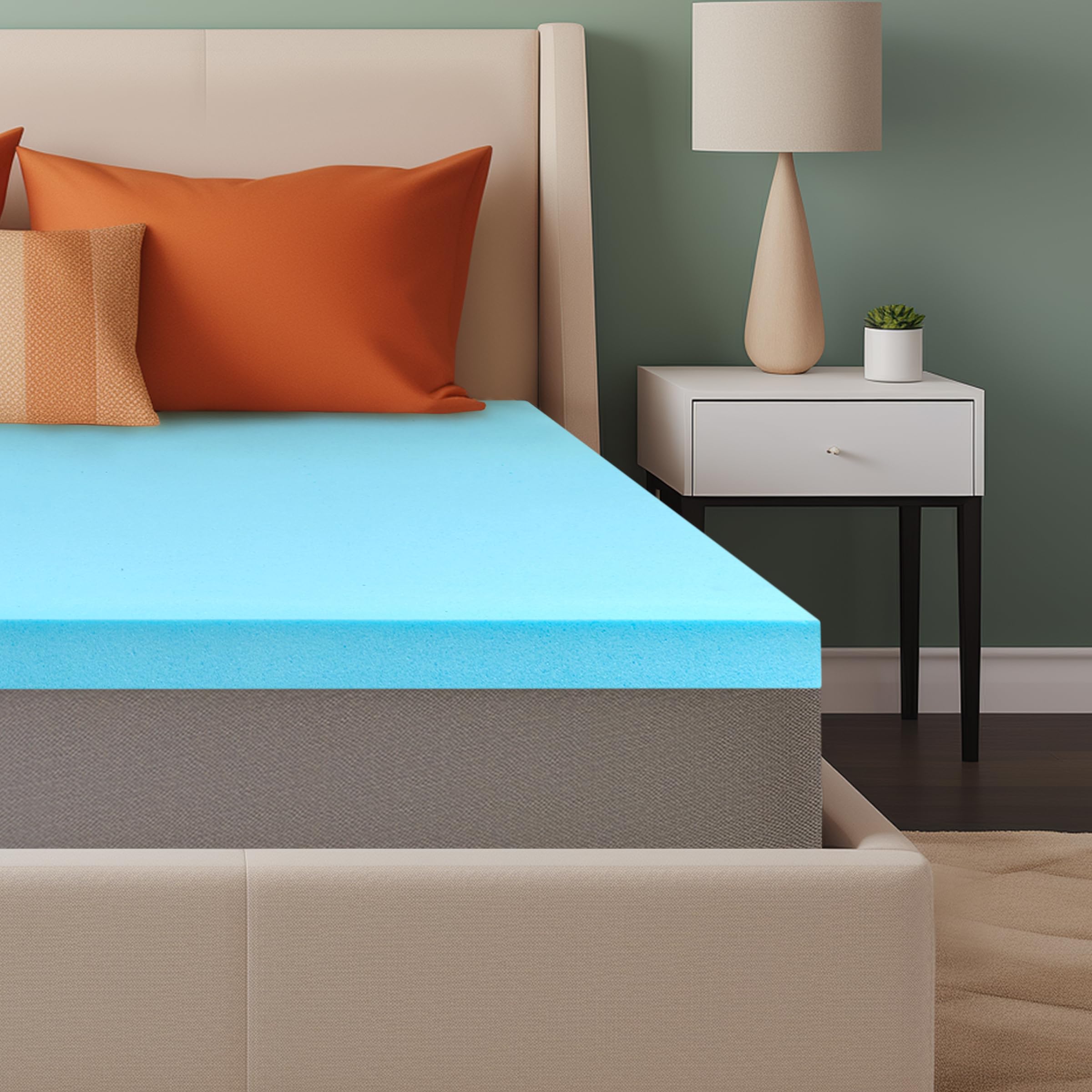 CHUN YI 4 Inch Queen Mattress Topper, Cooling Gel Infused Memory Foam Bed Topper for Pressure Relief, Mattress Pad for Queen Size Bed, CertiPUR-US Certified