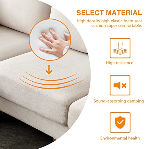 Eafurn Modular Sectional Reversible Chaise Lounge and Moveable Ottoman,Free Combination L Shaped Convertible, 3 Seat Upholstered Sofa & Couch for Living Room,Office, Beige