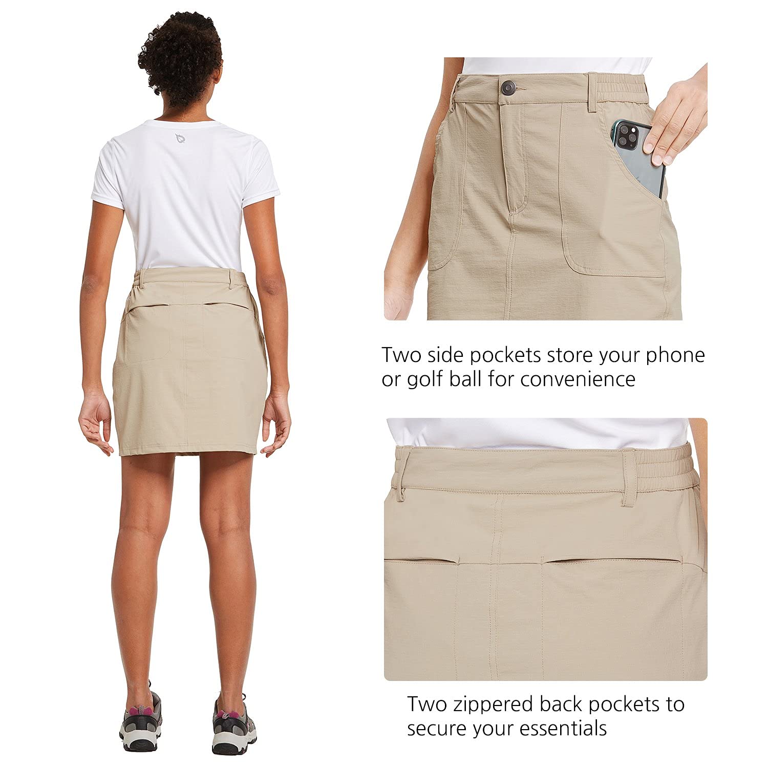 BALEAF Women's Outdoor Skort UPF 50 Active Athletic Skort Casual Skort Skirt with Zip Pockets Hiking Golf Black M