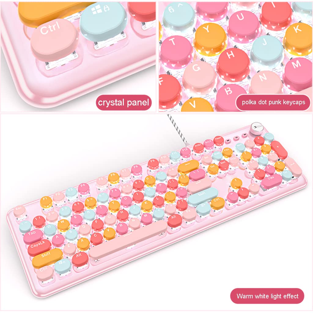 BBFQL Mechanical Keyboard Wired Keyboard Gaming Gaming Keyboard Retro Dot Keyboard Ergonomic Keyboard