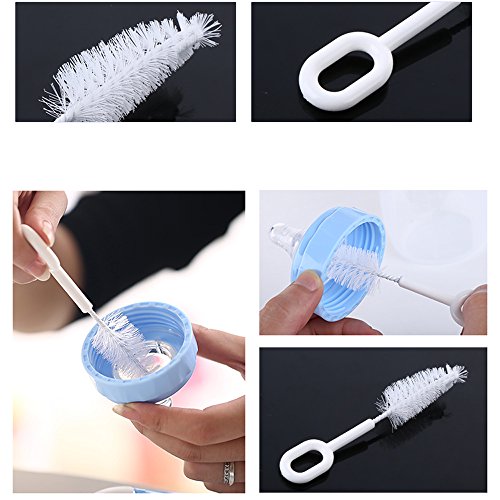 Honbay Bottle Brush Cleaner Kit with Teat Cleaner and Straw Brushes 360 Degree Rotating 5 PCS Within One Set Comes in Different Size selections - Random Color