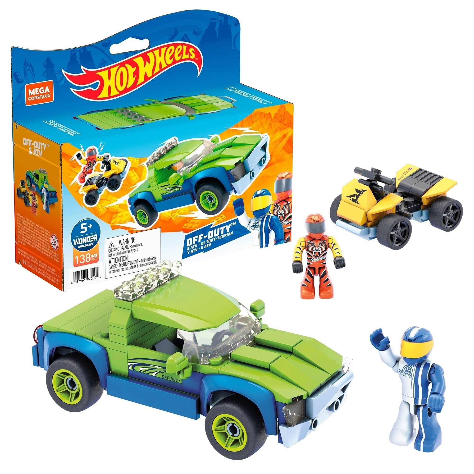 Hot Wheels Mega Construx Off-Duty and ATV Construction Set, Building Toys for Kids 5 Years and Up