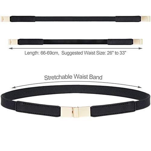 EAONE Skinny Waist Belts for Women 5 Pack, Fashion Stretchy Retro Elastic Leather Belts for Dresses