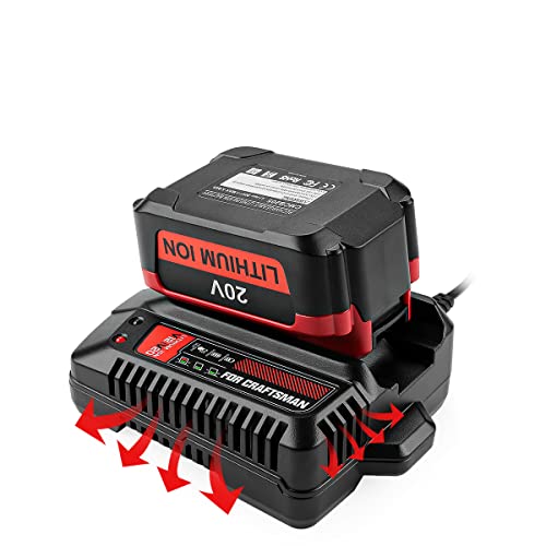 AYTXTG CMCB104 Replacement for Craftsman 20V Battery Charger,Compatible with Craftsman 20V Max V20 Lithium Battery CMCB202 CMCB204 CMCB201 CMCB206 CMCB209