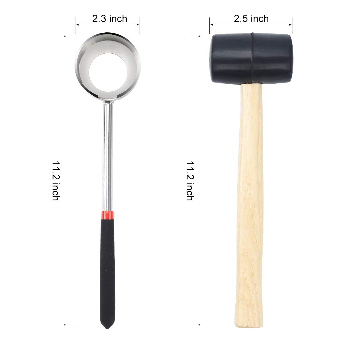 Coconut Opener Tool Set for Young Coconut,Food Grade Stainless Steel Coconut Opener Set with Rubber Mallet