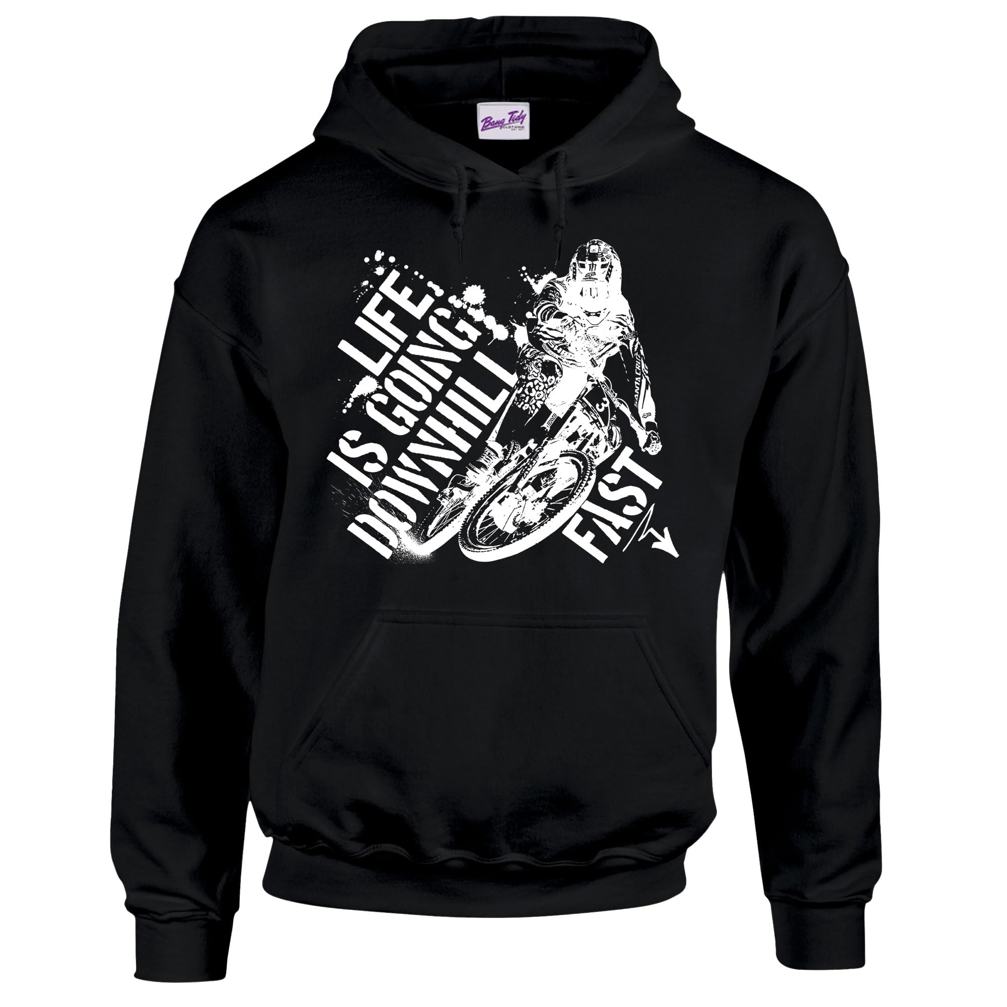 Bang Tidy Clothing Men's Life Is Going Downhill Fast Mountain Biking MTB Bike Hoodie Black L