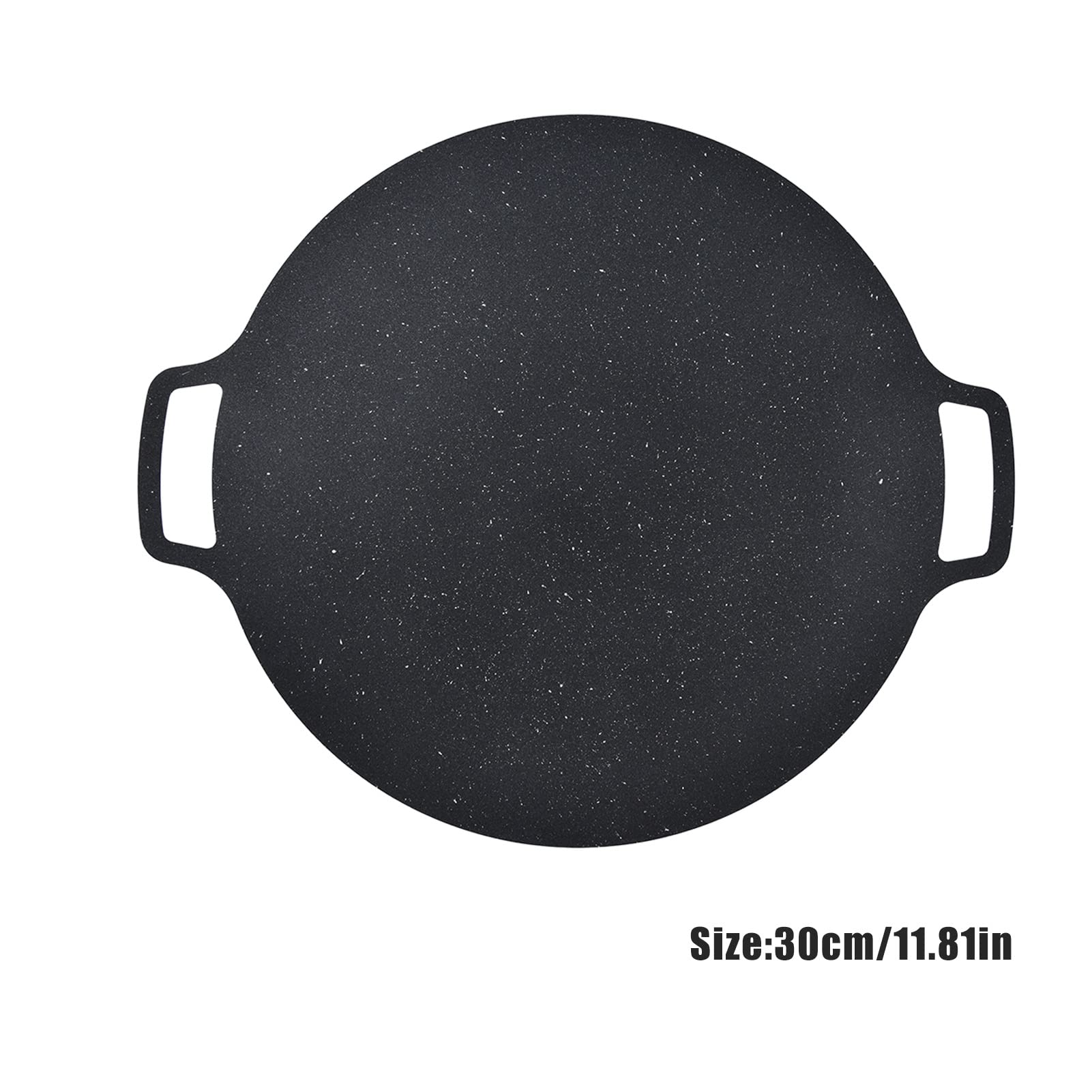 BBQ Grill Pan, Korean BBQ Grill Pan Iron Nonstick Round Grilling Tray BBQ Cast Iron Grill Pan for Outdoor Pork Belly Pancakes (30CM)
