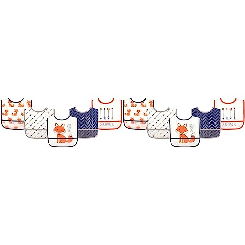 Hudson Baby Unisex Baby Waterproof PEVA Bibs, Fox, One Size