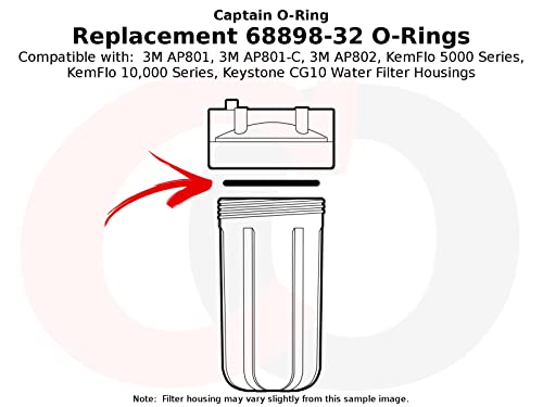 Captain O-Ring - 68898-32 Replacement O-Rings for 3M AP801, AP801-C, AP802, KemFlo 5000 & 10,000 Series Water Filters (3 Pack)