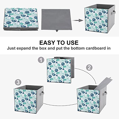 Cornflowers Storage Bins Cubes Foldable Fabric Organizers with Handles Clothes Bag Book Box Toys Basket for Shelves Closet 10.6"