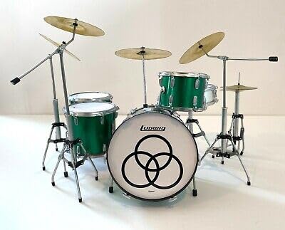 AXE HEAVEN John Bonham Zep Tribute Green Sparkle Ludwig Mini Drum Kit Model for Display Only