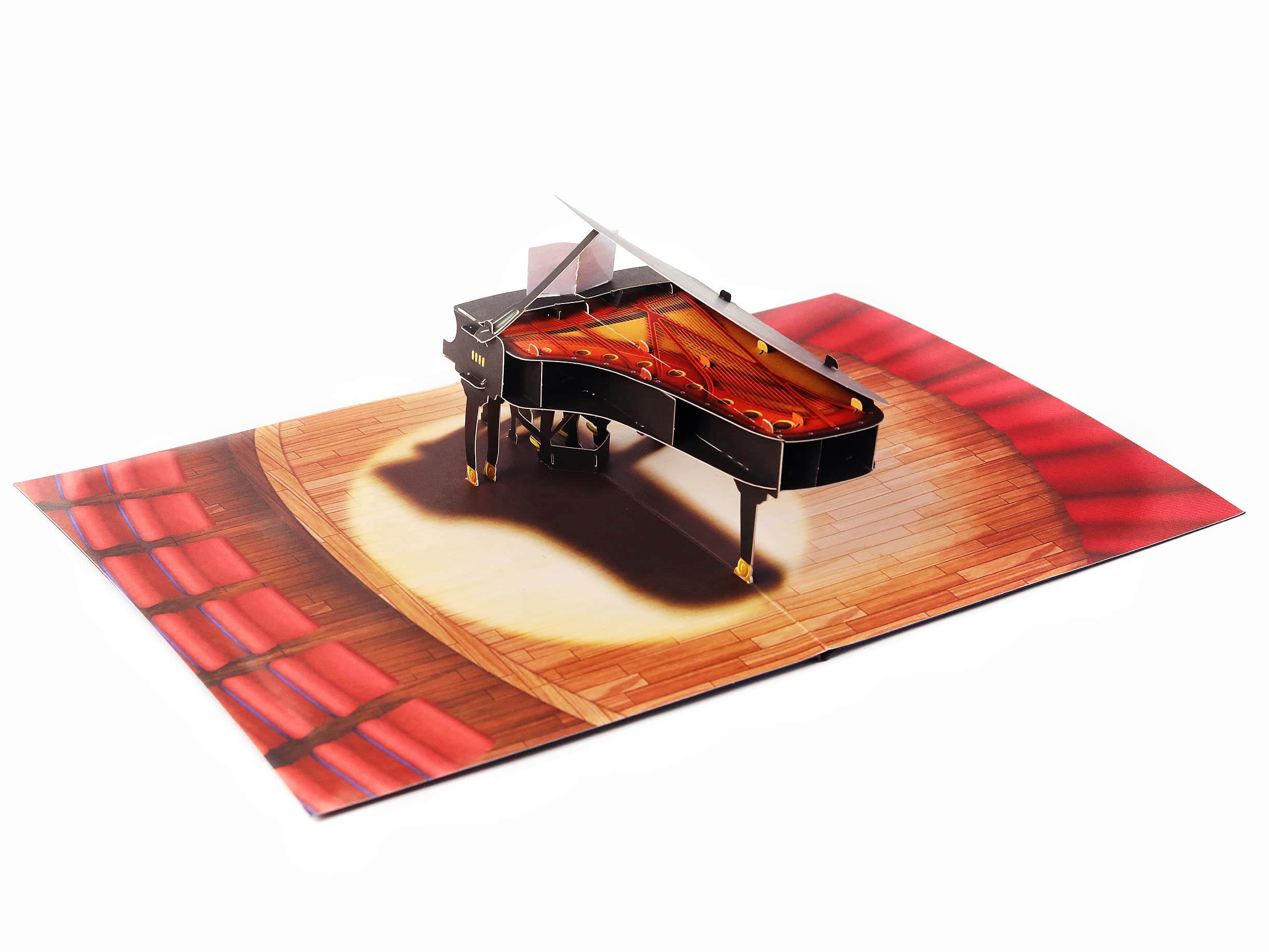 Liif Grand Piano Pop-Up Card, Thank You, 8 in x 6 in, Laser Cut and Hand Assembled, Satisfaction Guarantee
