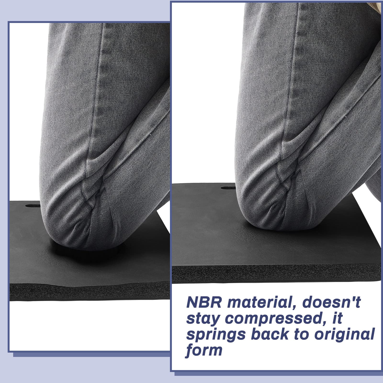 Bbto 2 Pcs Kneeling Pad 20 x 13.5 x 1 Inch Thick Water Resistant Foam Knee Cushion with Handle NBR Soft Knee Mat for Adult Mens, Black