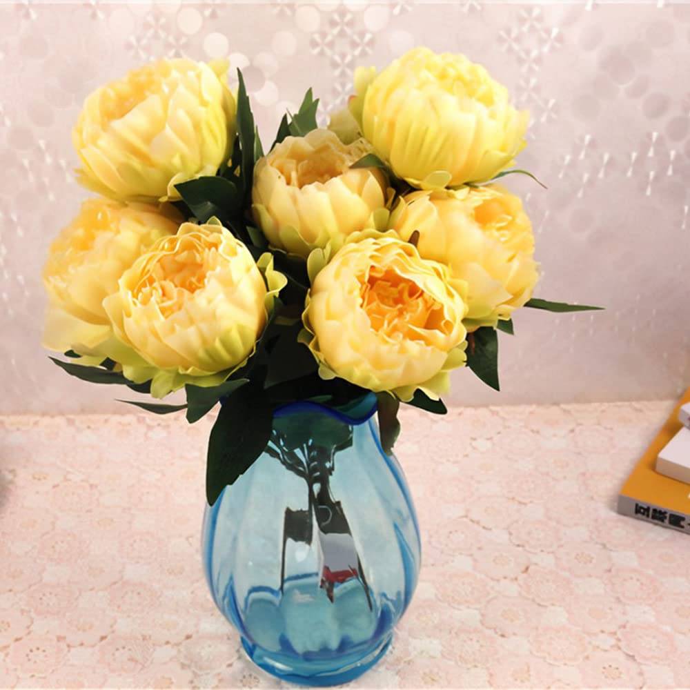 Hovebeaty Artificial Peony Silk Flowers Bouquet Home Wedding Decoration (deep Pink)
