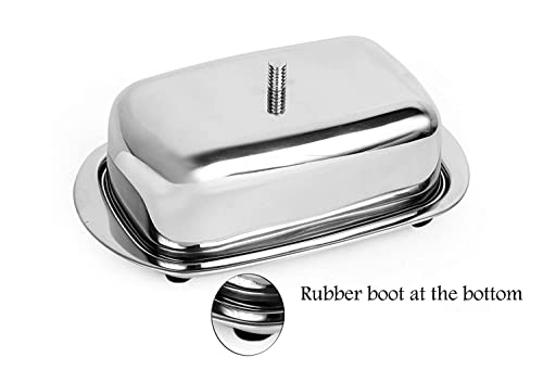 King International Stainless Steel Large Butter Dish, Butter Box with Lid, Butter Container,6.20 Inch Half Kg Butter Box, Fridge Storage Container for White Butter