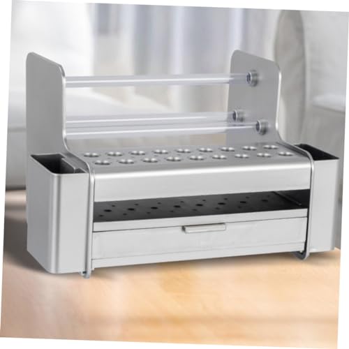 COOLHIYA Tool Storage Box Wrench Holder Organizer Desktop Tool Organizer Rack Screwdriver Tool Organizer Tool Storage Holder with Drawer Hand Tool Holder Pliers Organizer Tools Pe Silver
