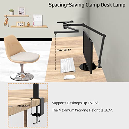 EPABINA LED Desk Lamp with Clamp, 41.5" Clamp on Architect Desk Lamp for Home Office, 24W Bright Tall Computer LED Desk Light Clip on Office Lamp Adjustable Overhead Table Light for Work Craft