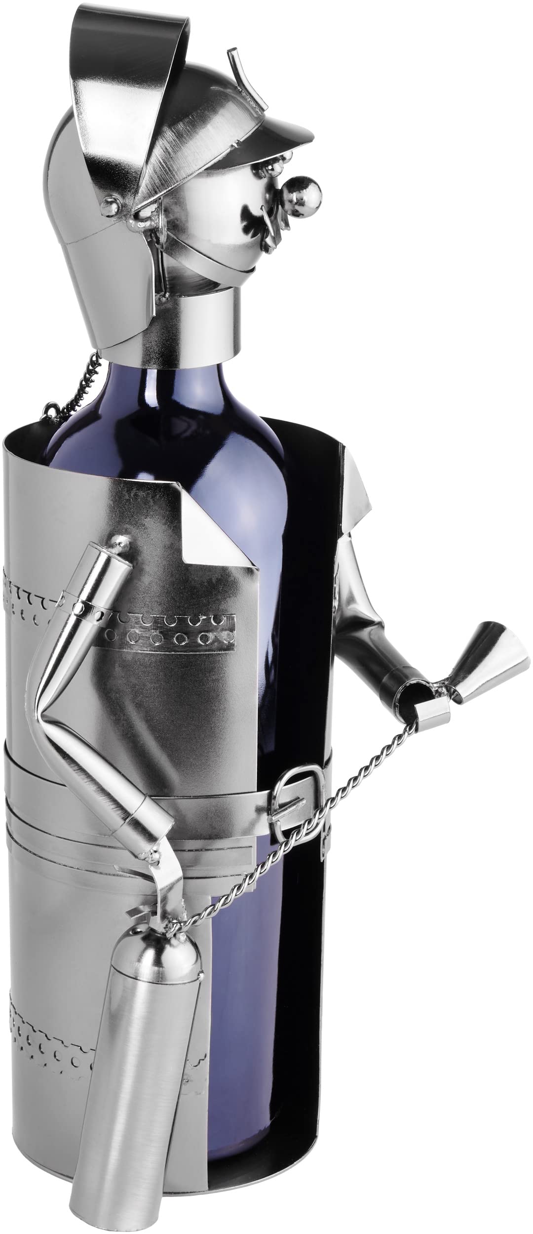 BRUBAKER Wine Bottle Holder Firefighter - Metal Sculpture - Wine Rack Decor - Tabletop - with Greeting Card