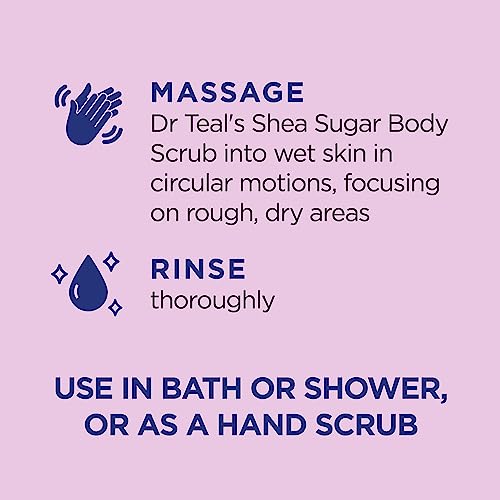 Dr Teal's Shea Sugar Body Scrub, Black Elderberry with Essential Oils, 19 oz (Pack of 3) (Packaging May Vary)