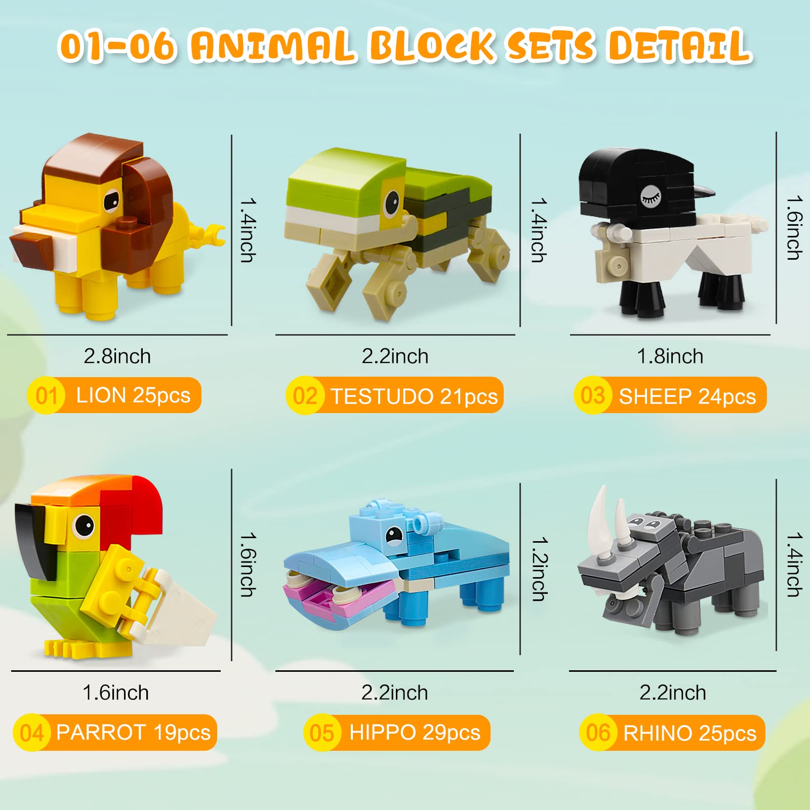 JOYPRO 12 Animals Building Blocks Valentines Gifts Exchange Party Favors for Kids