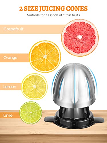 OSTBA Citrus Juicer Electric, Orange Juicer with Two Cones, Lemon Lime Grapefruit Orange Juice Squeezer, Anti-drip Spout, Stainless Steel Handle, Easy to Clean and Use