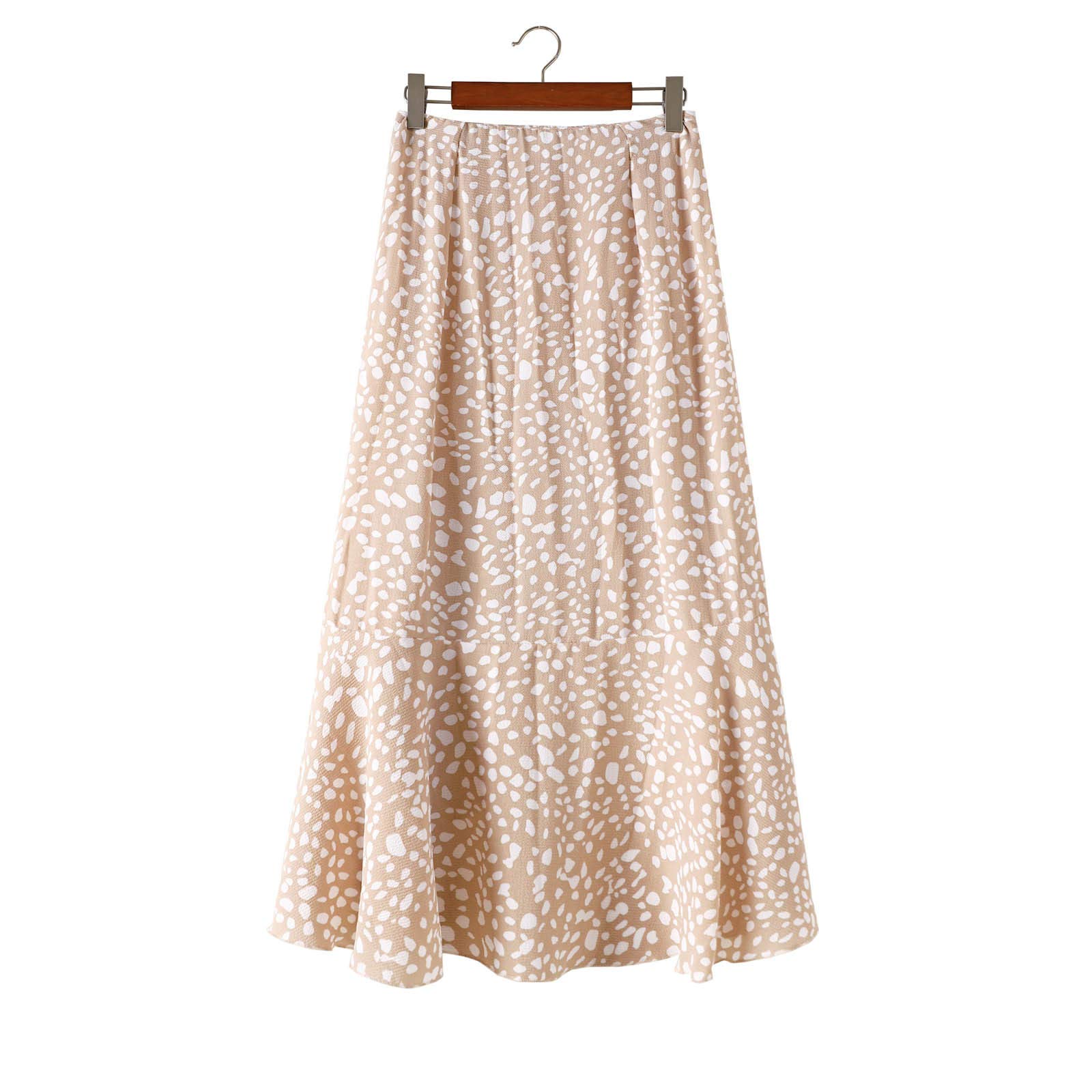 CofeeMO Bravetoshop Womens Boho Floral Print High Waisted Wrap Flowy Midi Skirt Asymmetrical Ruffle Hem Swing A-Line Skirts (Beige,XL)