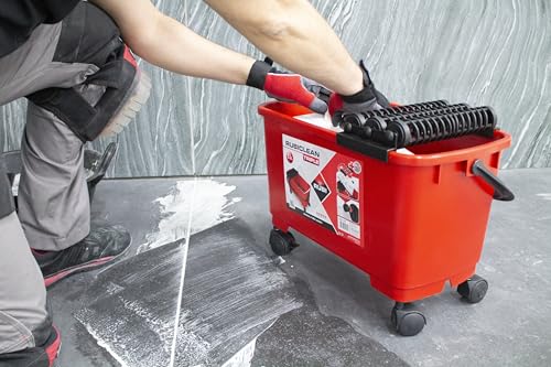 RUBICLEAN Triple SuperPro Grout Bucket System – Lightweight, Durable Washboy with 3 Spiral Rollers, 5.3 gal Capacity, Wheels, and Carry Handle – Ideal for Tile Installation and Cleaning