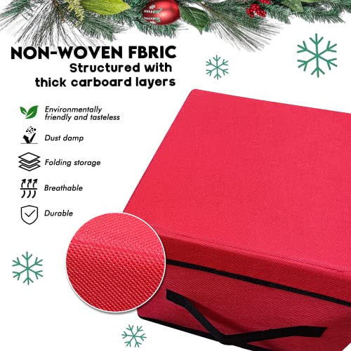 EDSRDUS Christmas Holiday Light Storage Box - Non-Woven Fabric, with 3 Light Storage Wraps, Lights Organizer Container Reinforced Stitched Handles(Light String not Included)