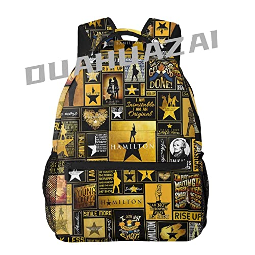 DUAHUAZAI Kid'S Backpack Hamilton-Drama School Bag For Teens Boys Women Laptop Daypack Traveling Lightweight Book Bags