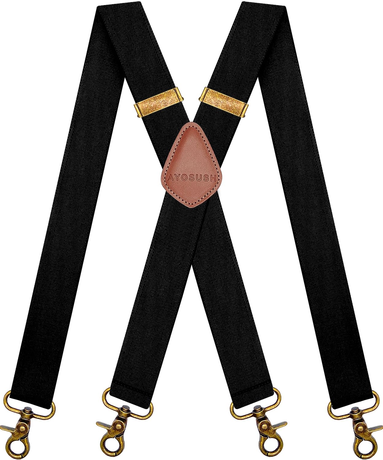 AYOSUSH Suspenders for Men Swivel Snap Hooks Black Elastic Formal Heavy Duty Braces Big And Tall