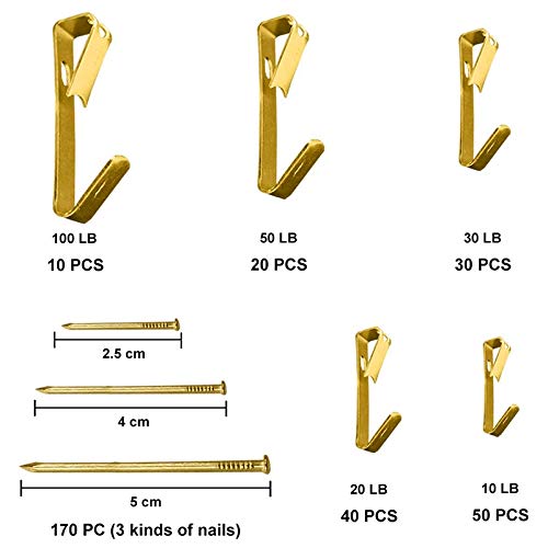 Cusstally 320 PCS Hooks with Duty Hangers Hooks for Hard Walls Kit