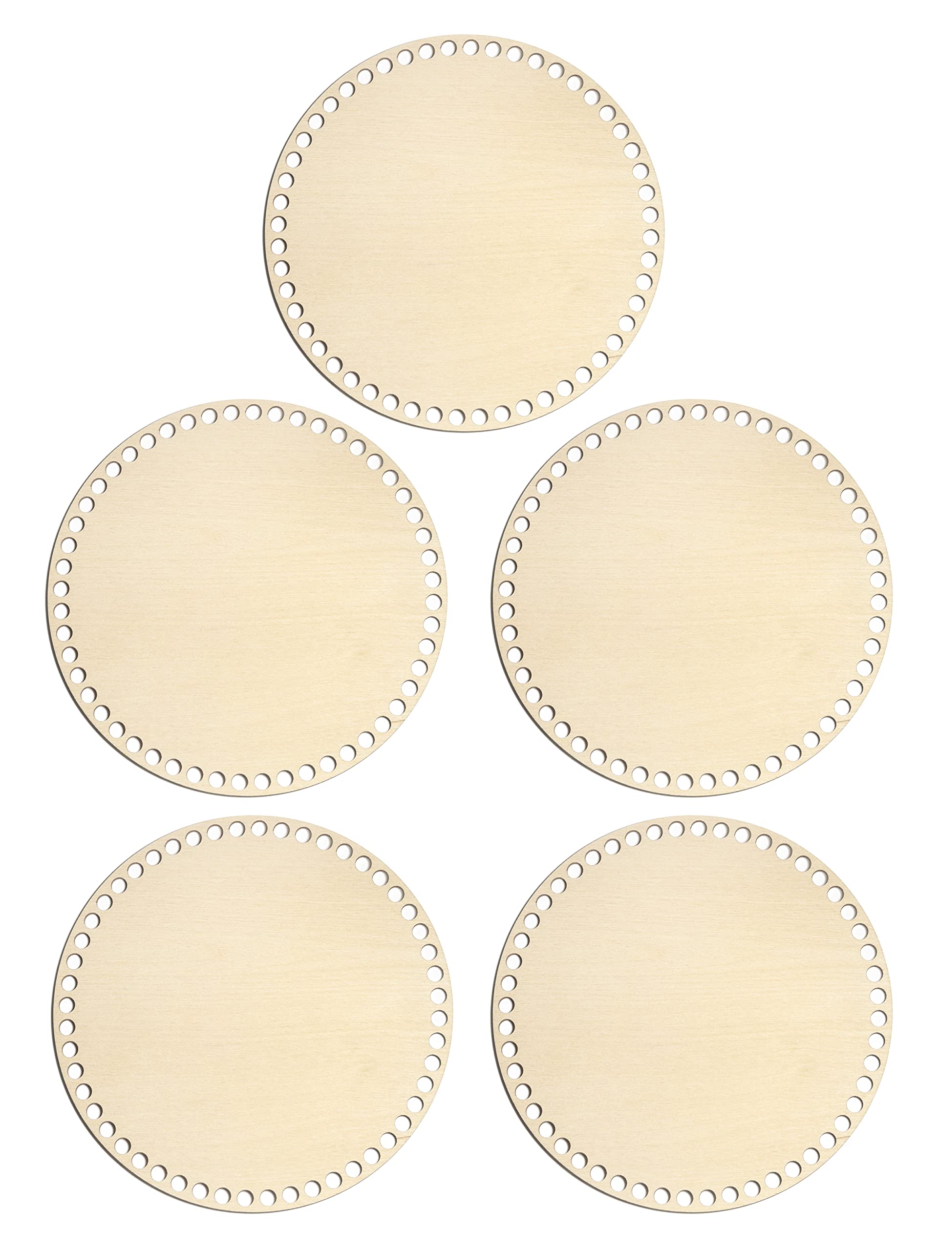 Premium Baltic birch plywood 8" Round x 5 pcs Wooden Basket Bottoms set, solid wooden base for DIY