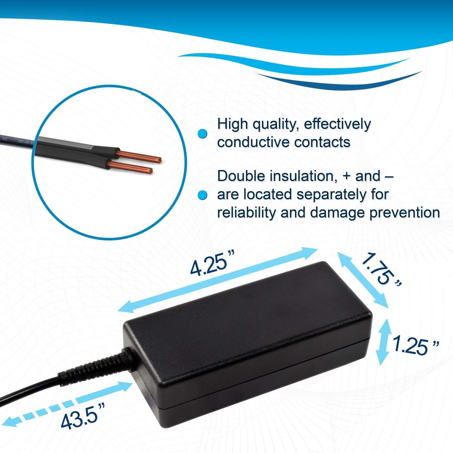 HQRP AC Power Adapter Compatible with Intel NUC Kit D34010WYK / D54250WYK, Adaptor Power Supply Cord