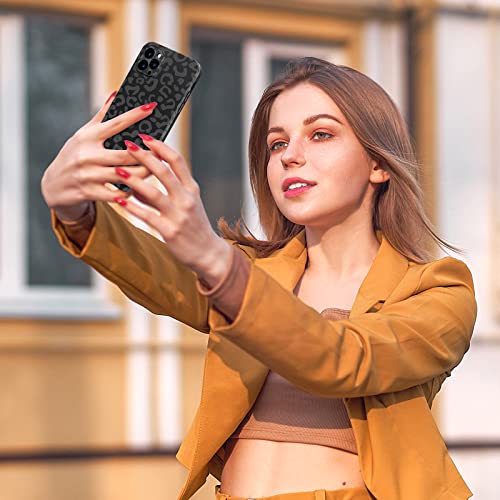 Hython Case for iPhone 13 Pro Max Case Leopard, Matte Black Cheetah Print Pattern Design [Not Rub Off], Cute Aesthetic Slim Soft Flexible TPU Shockproof Protective Phone Case Cover for Women Men