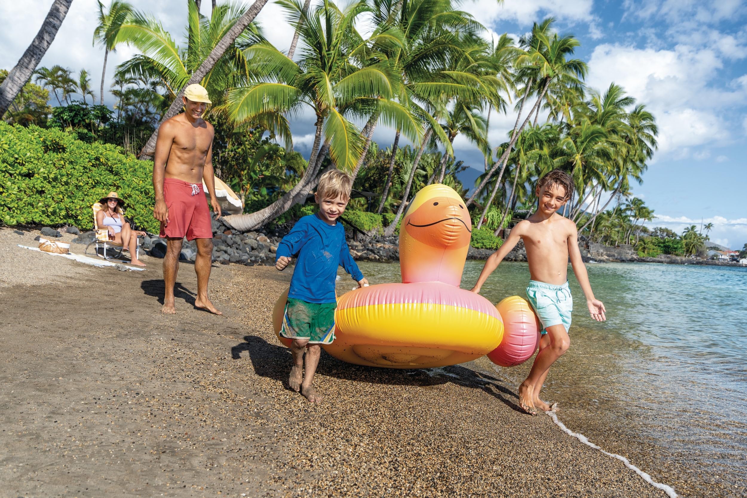 INTEX Baby Duck Inflatable Pool Float: Animal Pool Toy for Kids – 2 Heavy-Duty Handles – 220lb Max Weight Capacity – 63" x 46.5" – for Ages 3+