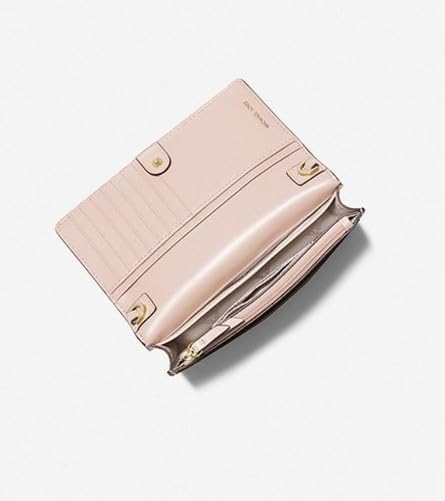 Michael Kors Jet Set Small Logo Smartphone Convertible Crossbody Bag (Vanilla/Palegold Woven)