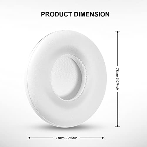 Earpad Cushions Cover Replacement for Beats Solo 2 Solo 3 Wireless On-Ear Headphone, Protein Leather Memory Foam Ear Cushions Cover (White)