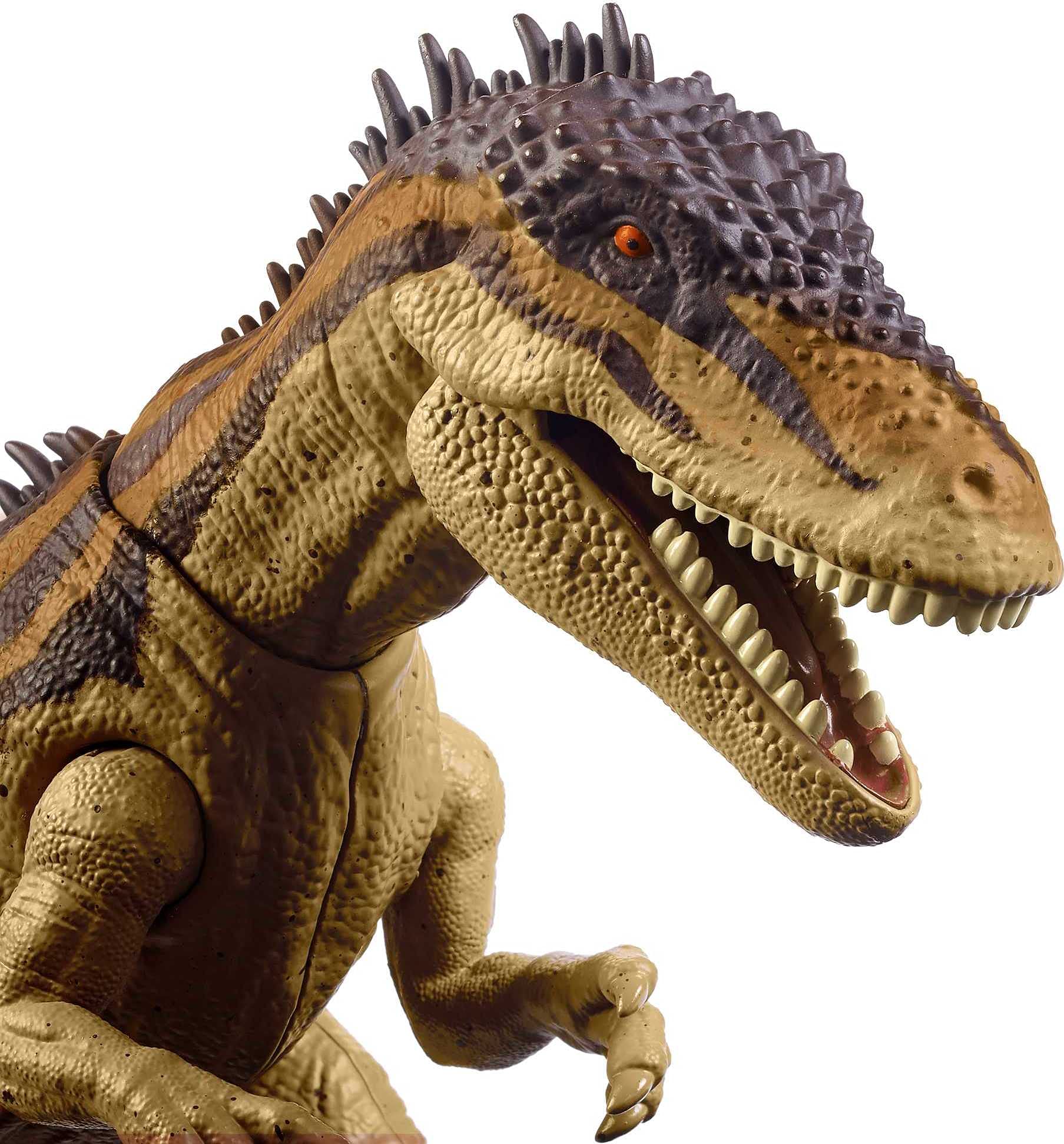 Mattel Jurassic World Mega Destroyers Dinosaur Action Figure, Carcharodontosaurus Brown Dino Toy with Attack Motion & Breakaway Accessory