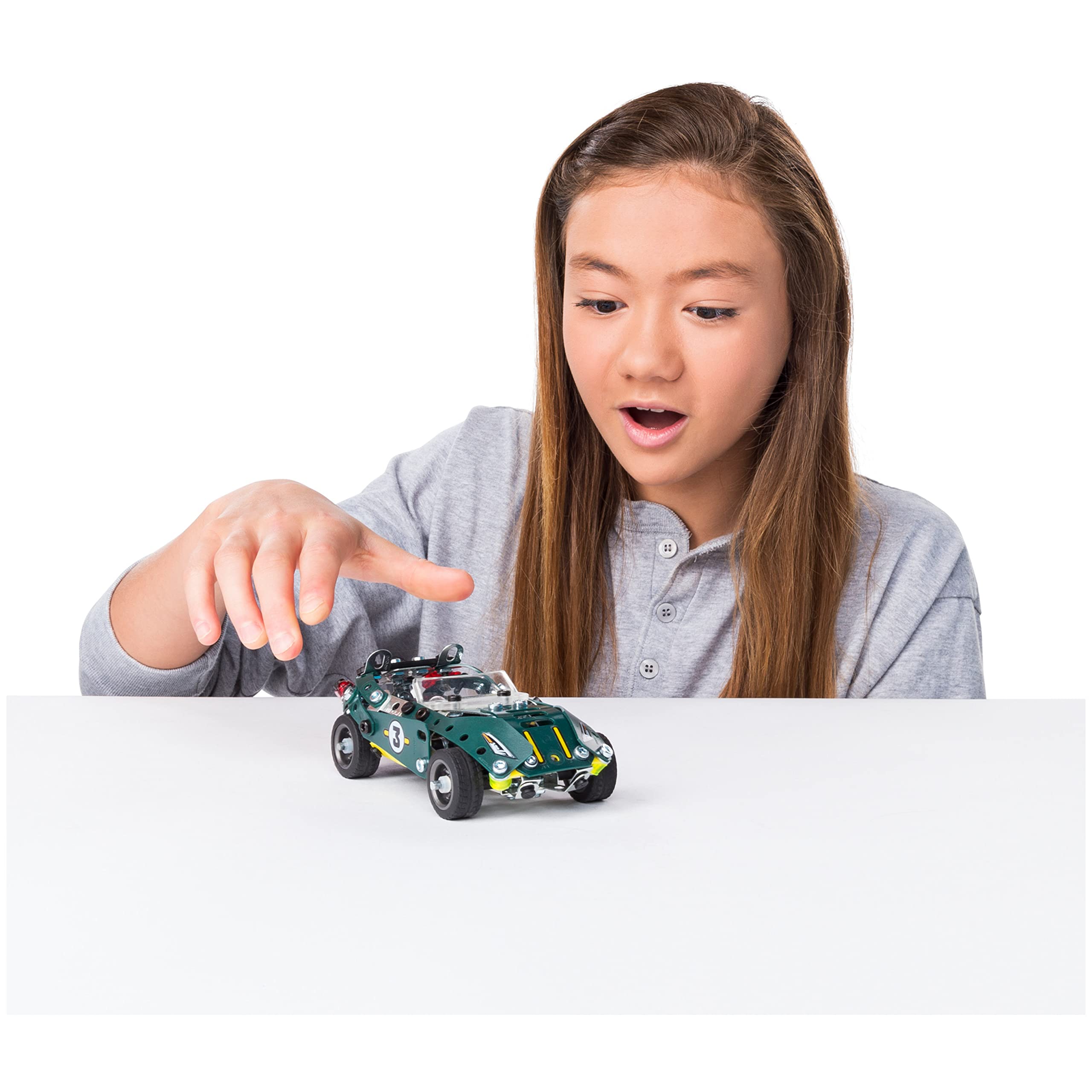 Meccano by Erector 5 in 1 Roadster Pull Back Car Building Kit, STEM Engineering Education Toy for Ages 8 and up