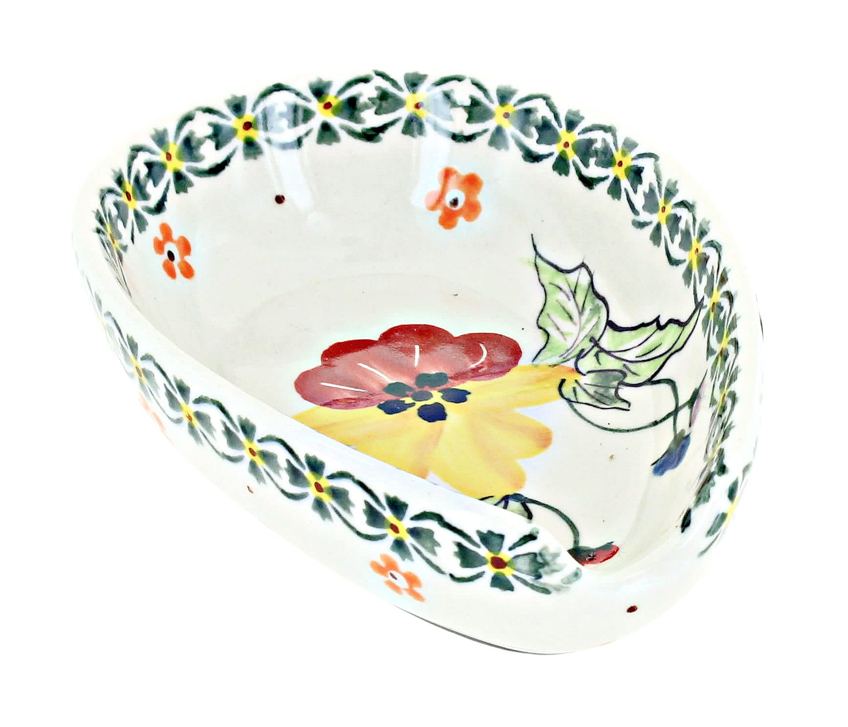 Blue Rose Polish Pottery Majestic Pansy Small Spoon Rest