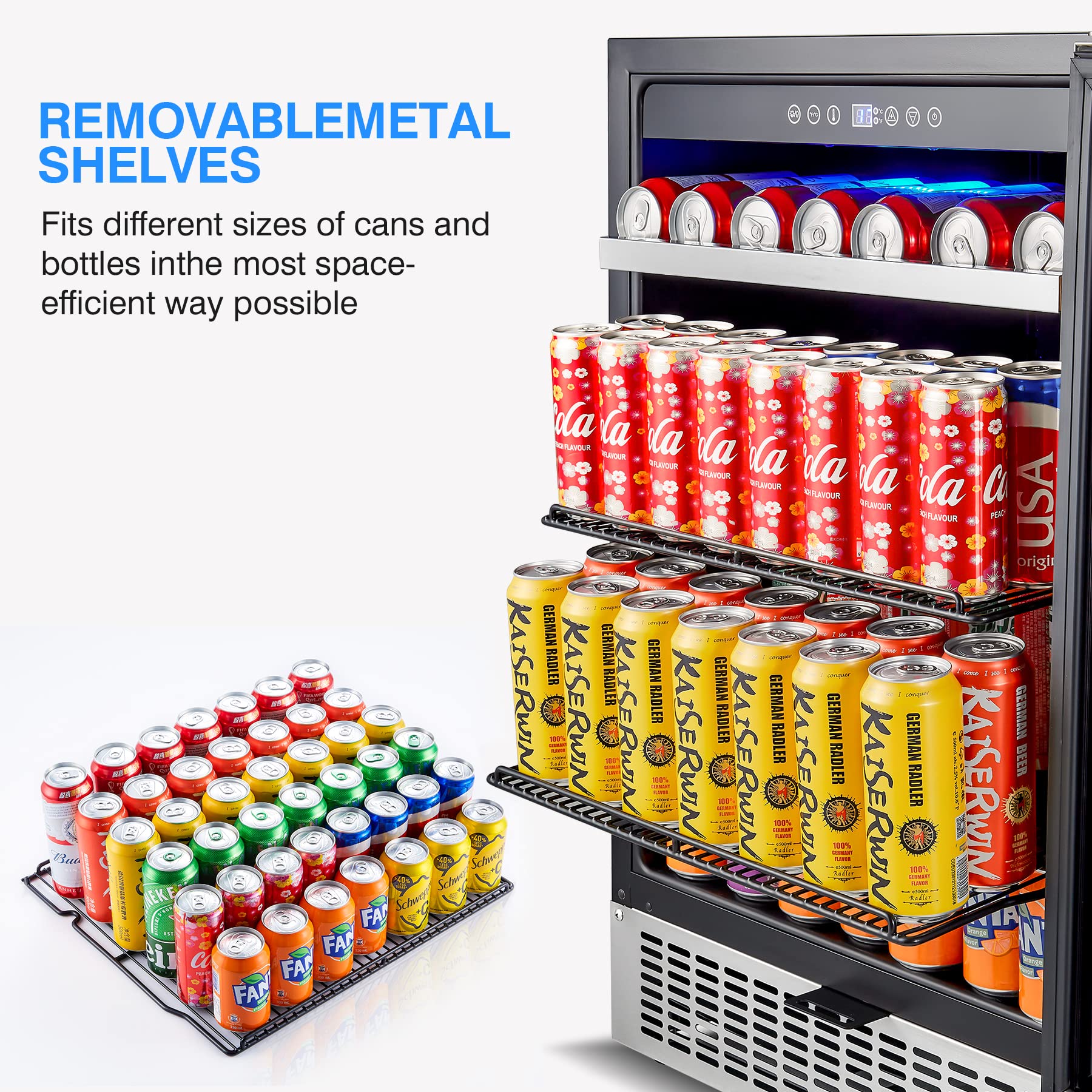 BODEGA Beverage Refrigerator 24 Inch, Under Counter Beverage Refrigerator, Built-in and Freestanding Beverage Cooler 180 Cans, Stainless Steel Under Counter Beer Fridge Perfect for Beer, Soda, Water