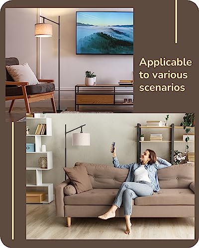 EDISHINE Modern Dimmable Floor Lamp, 63.8" Standing Lamp with Remote Control, E26 Socket, ACR Floor Lamp with Beige Shade for Bedroom, Living Room, Office, LED Bulb Included (Black)