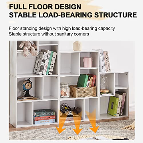 VECELO 31 Inch High Modern Kids Bookcase, 3-Tier Wide Bookshelves, 5 Cube Storage Organizer with Anti-tip Kit, Different Height Open Storage Fits Tallest Hardcovers, Easy to Install,White