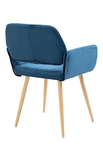 EEBUIHUI Modern Dining Room Living Room Accent Arm Chairs Club Guest with Solid Wood Legs Velet Fabric Upholstered Side Dining Chair for Living Room Dining Room Kitchen (Blue)